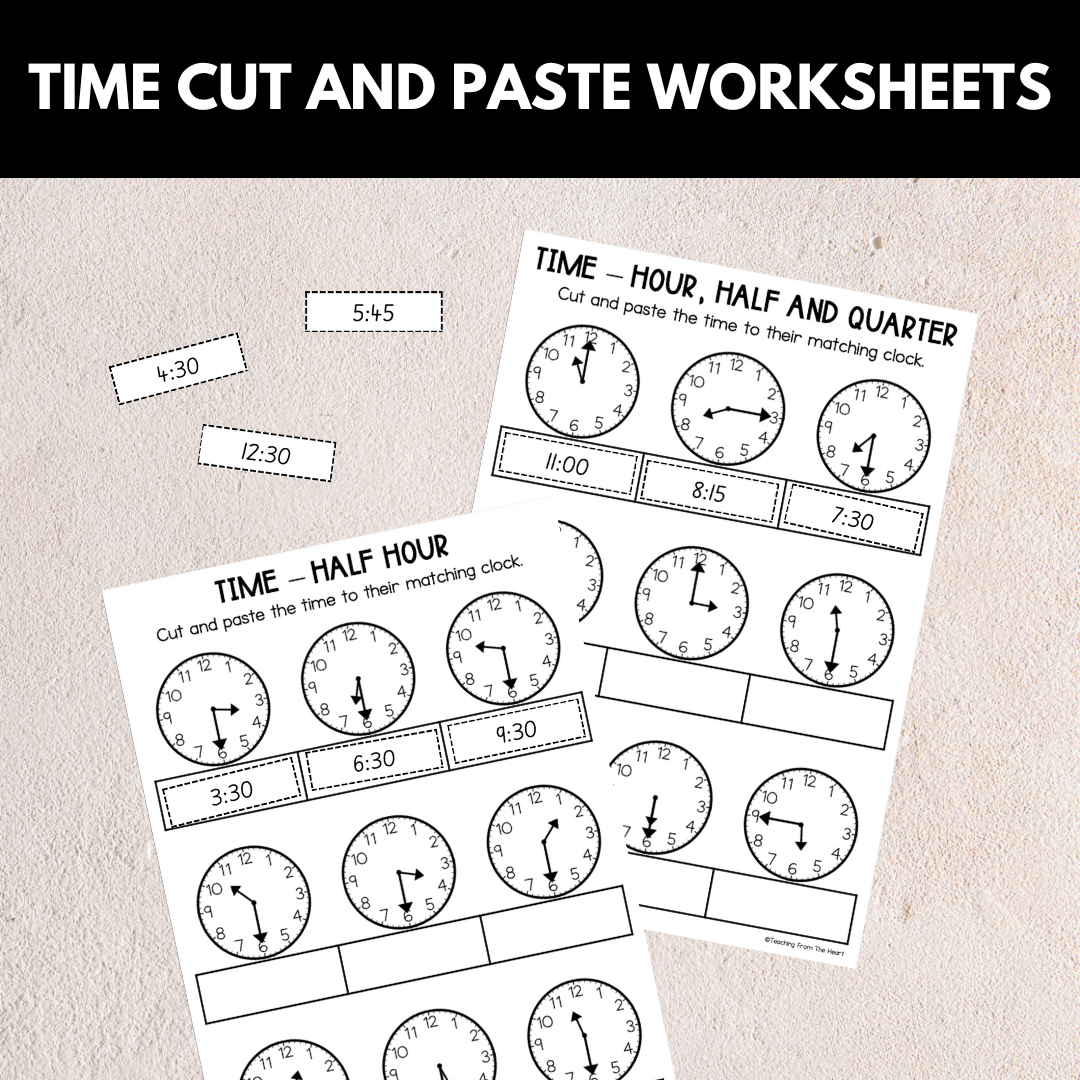 Time Cut and Paste Worksheets – Teaching From The Heart