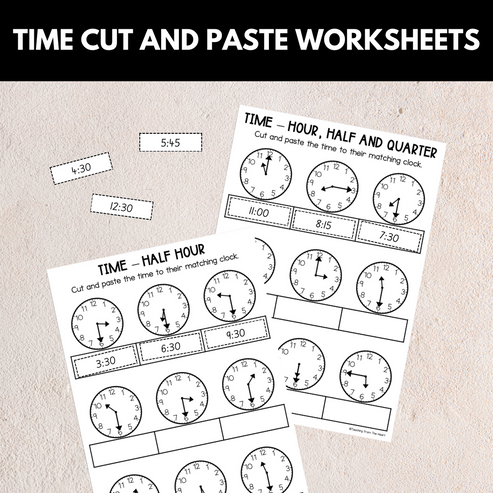 Time Cut and Paste Worksheets – Teaching From The Heart
