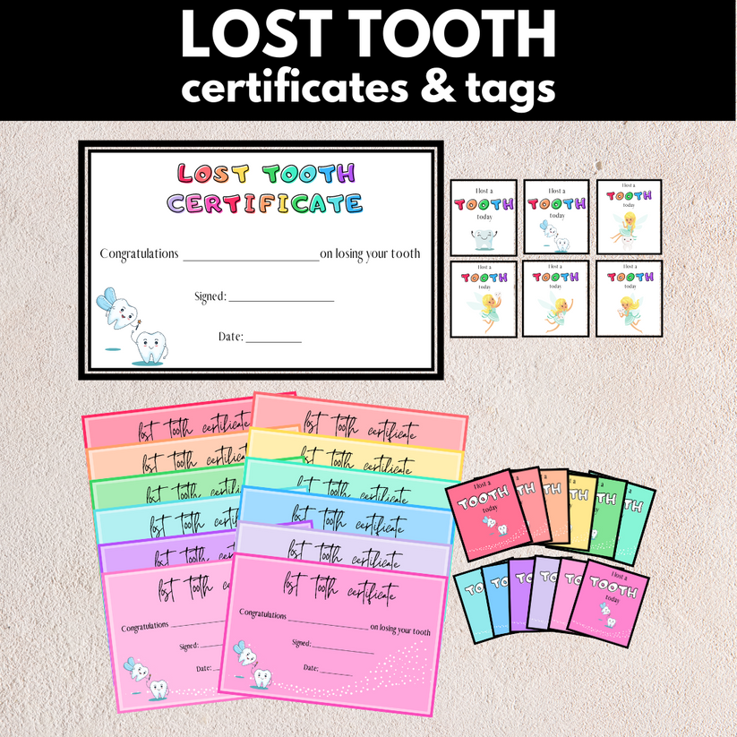 Lost Tooth Certificates and Tags – Teaching From The Heart