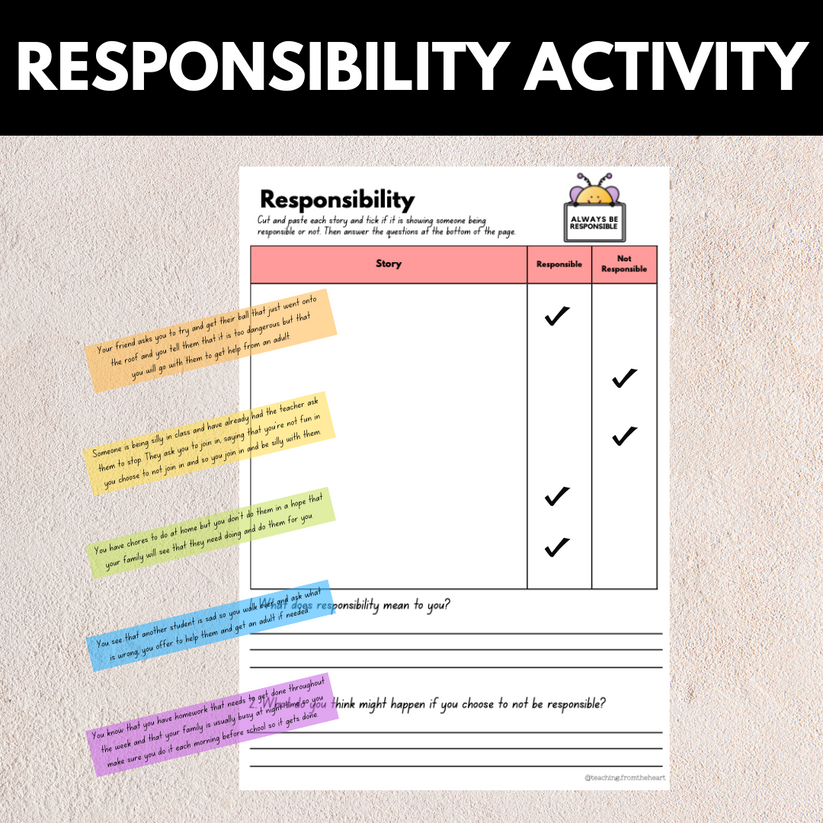 Responsibility Worksheet – Teaching From The Heart